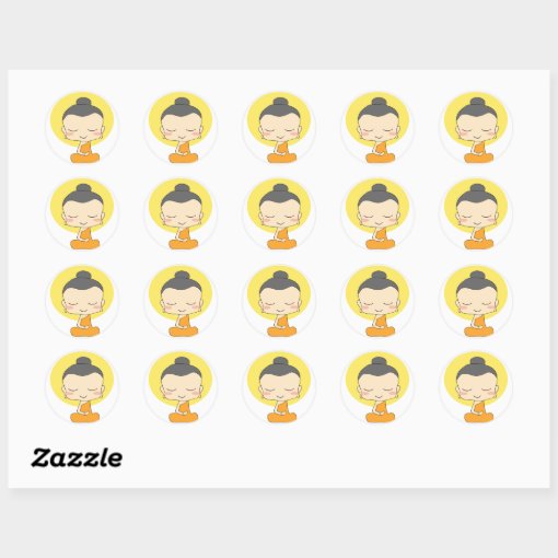 Cute Cartoon Monk Meditating Sticker | Zazzle