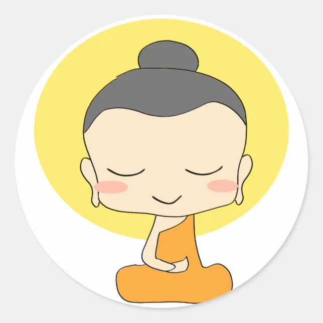 Cute Cartoon Monk Meditating Sticker | Zazzle