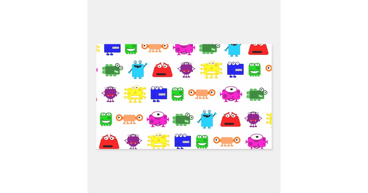 Cute Cartoon Monsters Rectangular Sticker | Zazzle