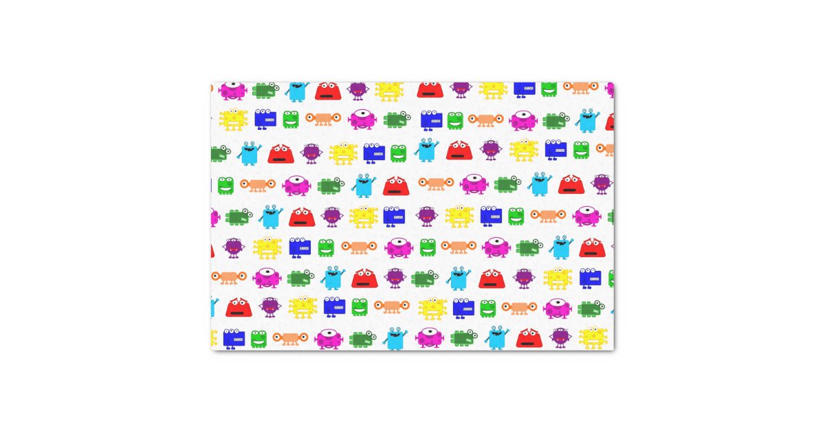 Cute Cartoon Monsters Tissue Paper | Zazzle