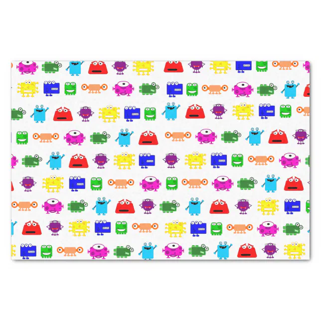 Cute Cartoon Monsters Tissue Paper | Zazzle