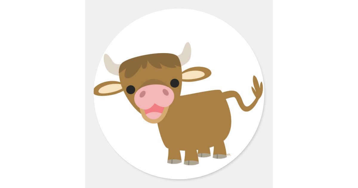 Cute Cartoon Ox sticker | Zazzle