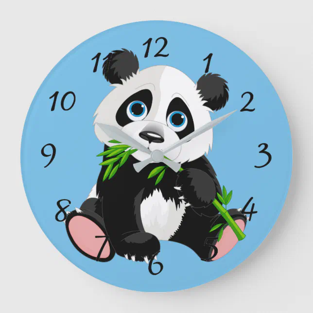Cute Cartoon Panda Bear Large Clock | Zazzle