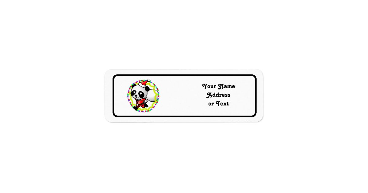 Cute Cartoon Panda Bear Santa Label | Zazzle