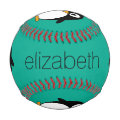 cute cartoon penguin emerald and black baseball | Zazzle