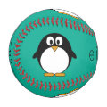 cute cartoon penguin emerald and black baseball | Zazzle