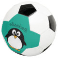 cute cartoon penguin emerald and black soccer ball | Zazzle