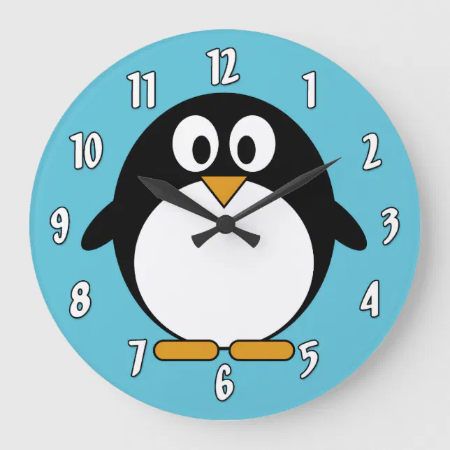 Cute Cartoon Penguin Large Clock | Zazzle