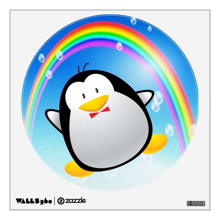 Cute Cartoon Penguin & Rainbow Wall Decal | Zazzle