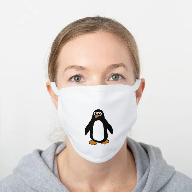 Cute Cartoon Penguin White Cotton Face Mask | Zazzle