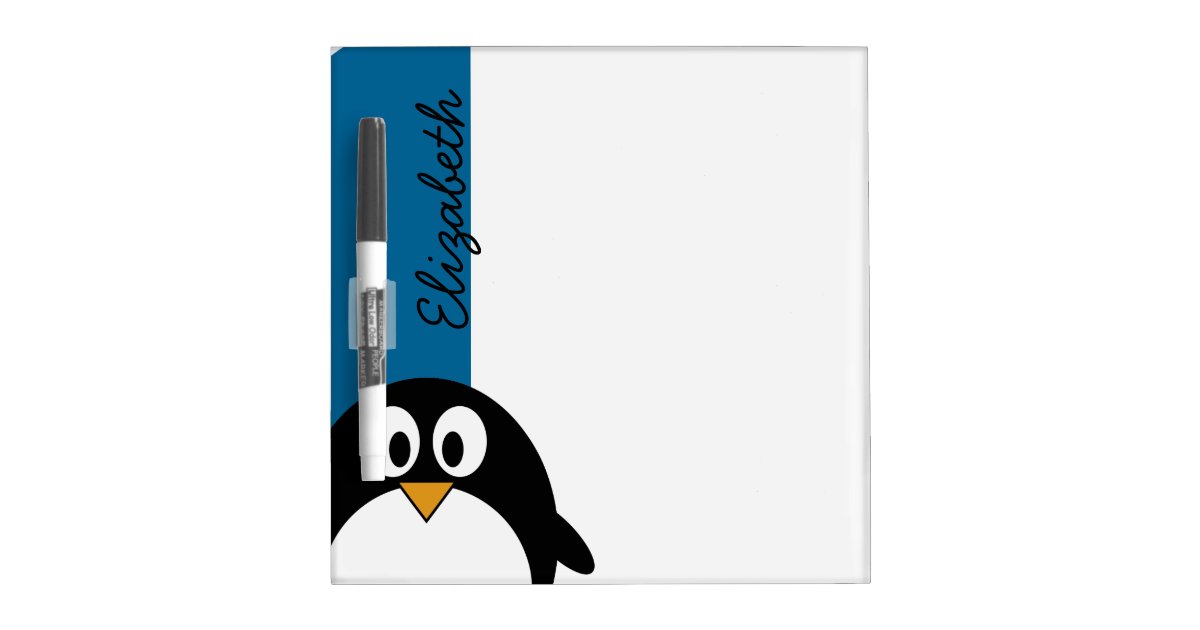 cute cartoon penguin with blue background Dry-Erase board | Zazzle