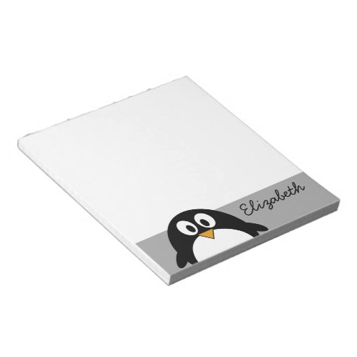 Cute cartoon penguin with gray background notepad | Zazzle