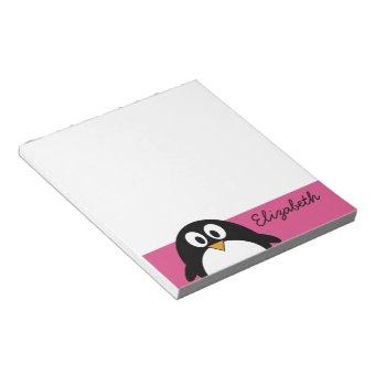 cute cartoon penguin with pink background notepad | Zazzle