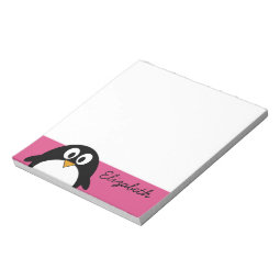 cute cartoon penguin with pink background notepad | Zazzle