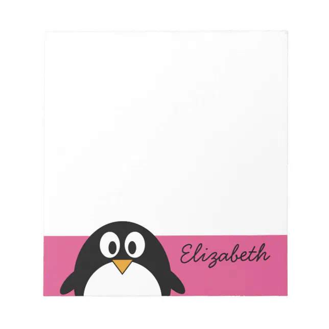 cute cartoon penguin with pink background notepad | Zazzle
