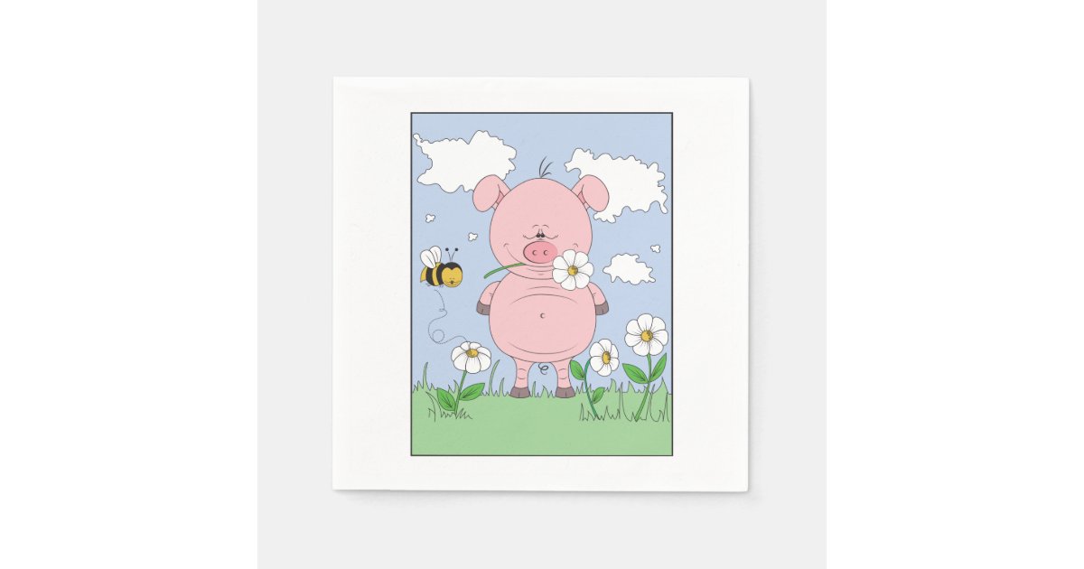 Cute Cartoon Pig Napkins | Zazzle