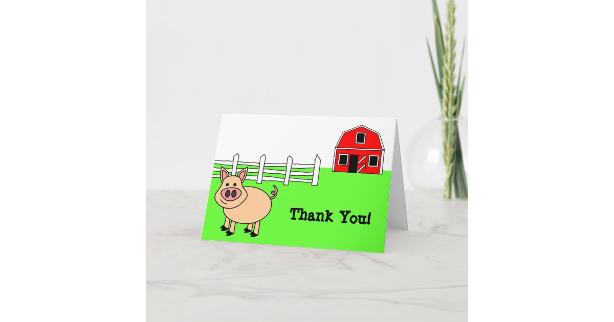 Cute Cartoon Pig Thank You Card | Zazzle
