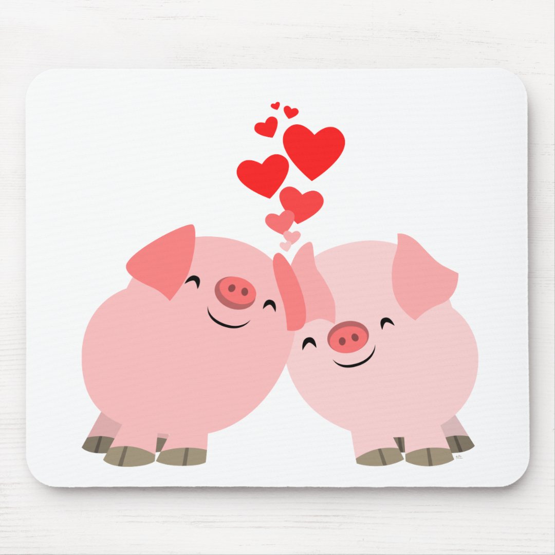 Cute Cartoon Pigs in Love Mousepad | Zazzle