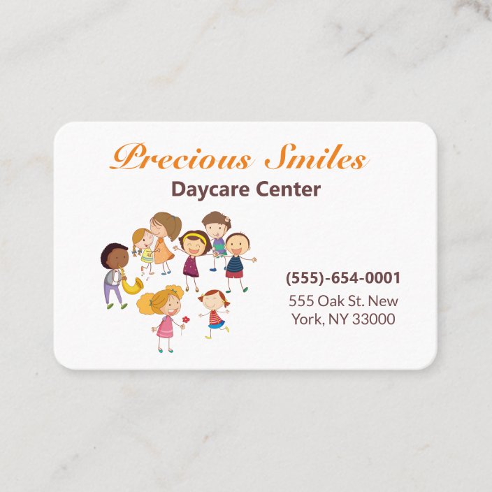 Cute Cartoon Playing Children Daycare Childcare Business Card | Zazzle.com