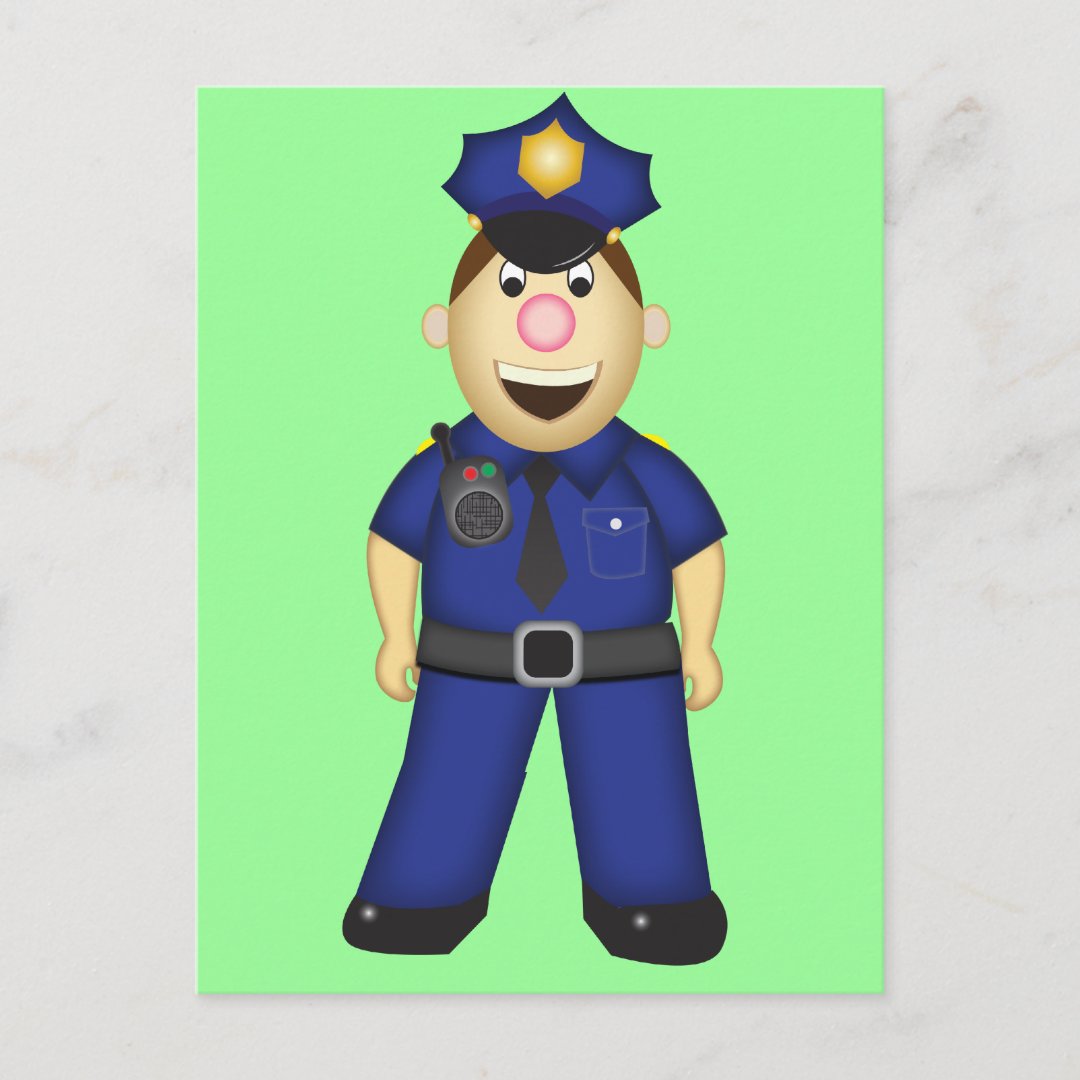 Cute Cartoon Police Officer Postcard | Zazzle