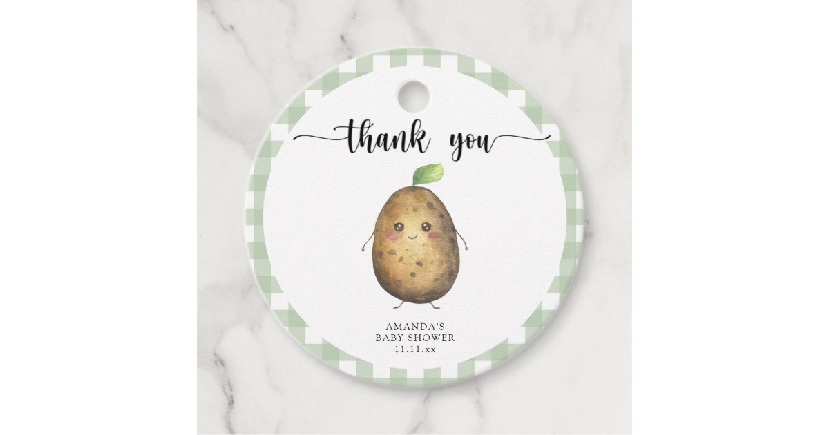 Cute cartoon potato baby shower thank you favor tags | Zazzle