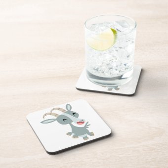 Cute Cartoon Prancing Goat Coasters Set | Zazzle