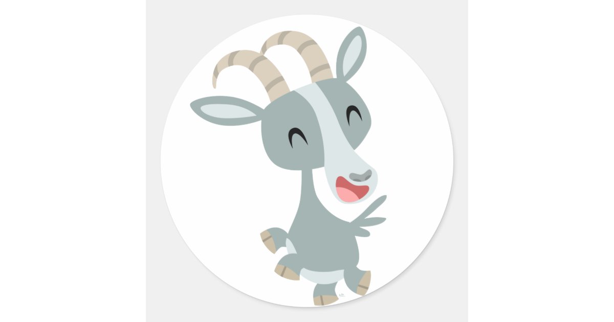Cute Cartoon Prancing Goat Sticker | Zazzle