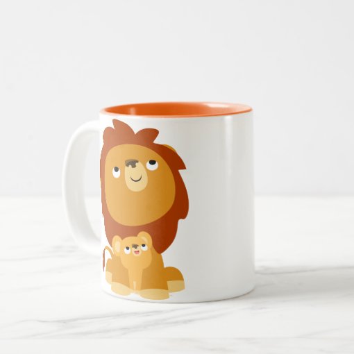 Cute Cartoon Protective Dad Lion and Cub Mug | Zazzle