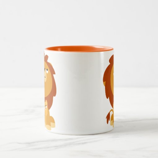 Cute Cartoon Protective Dad Lion and Cub Mug | Zazzle