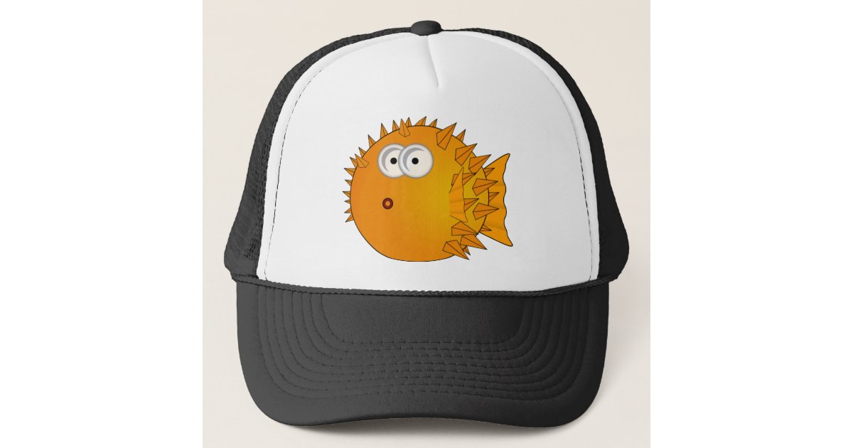 Cute Cartoon Puffer Fish Trucker Hat | Zazzle
