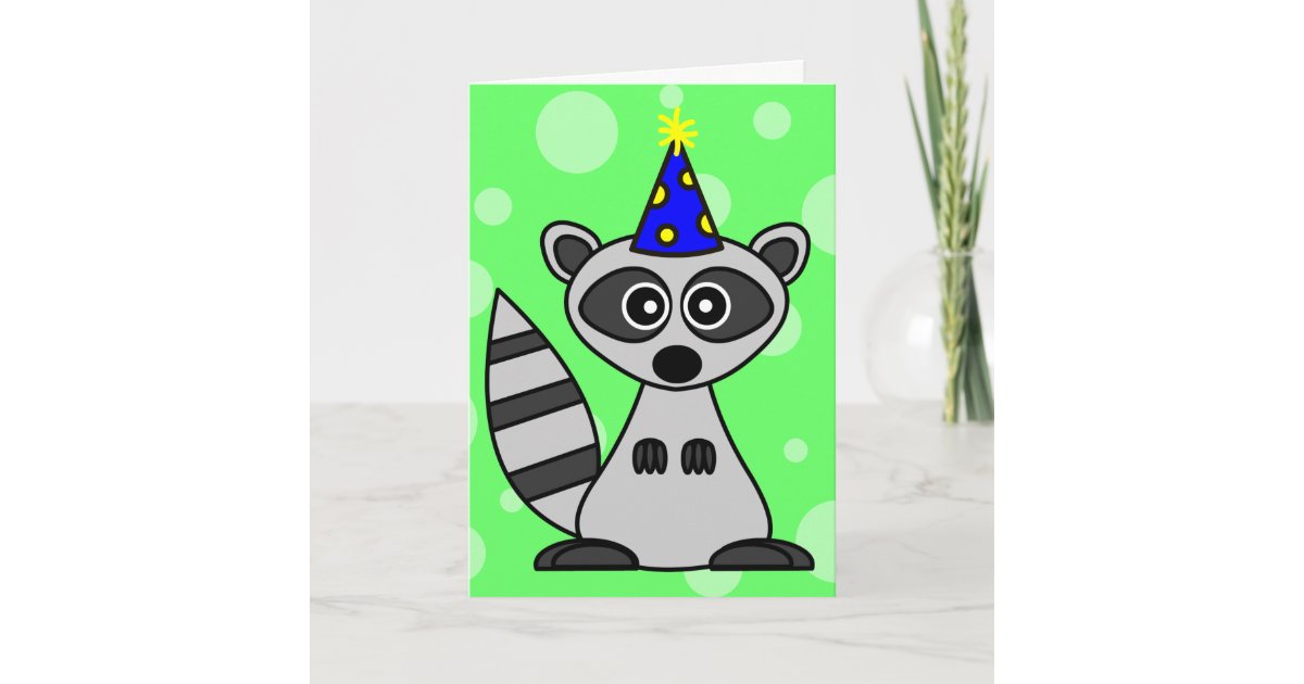 Cute Cartoon Raccoon Birthday Card | Zazzle