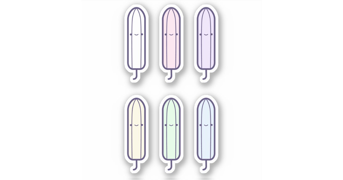 Cute Cartoon Rainbow Tampons Set First Period Sticker | Zazzle