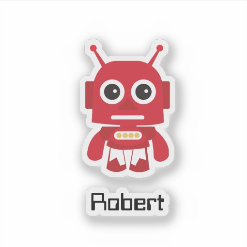 Cute Cartoon Red Retro Robot Sticker | Zazzle
