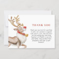 Cute Cartoon Reindeer Christmas Greeting Holiday Thank You Card | Zazzle
