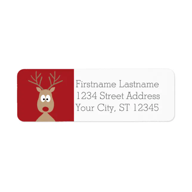 Cute Cartoon Reindeer - Merry Christmas Greeting Label | Zazzle
