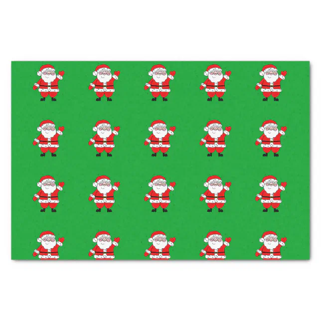 Cute Cartoon Santa Red Green Christmas Tissue Paper | Zazzle
