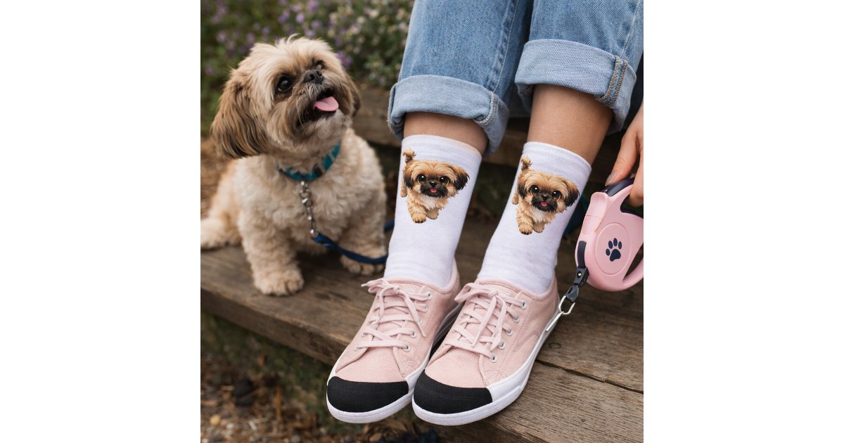 Cute Cartoon Shih Tzu Dog Socks | Zazzle