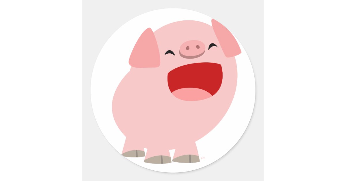 Cute Cartoon Singing Pig Sticker | Zazzle
