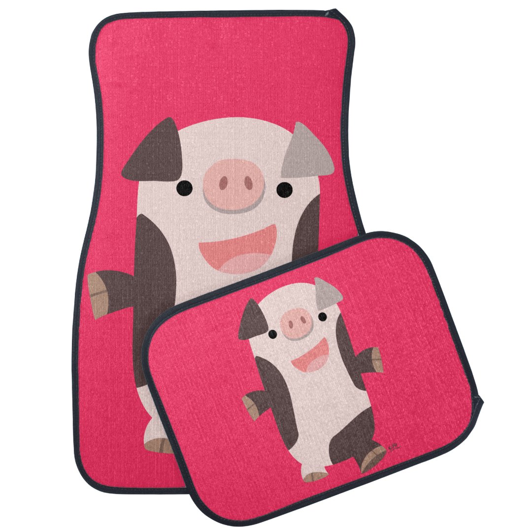 Cute Cartoon Smiling Pig Car Mats | Zazzle
