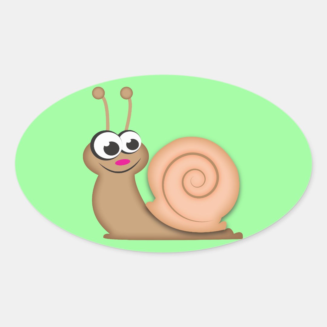 Cute Cartoon Snail Oval Sticker | Zazzle
