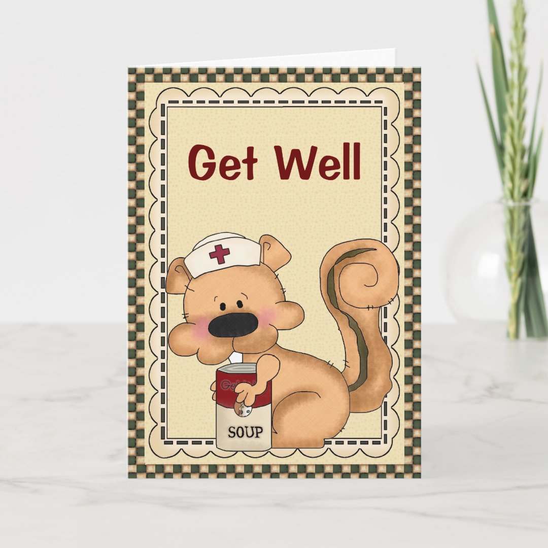 Cute Cartoon Squirrel Get Well Card | Zazzle