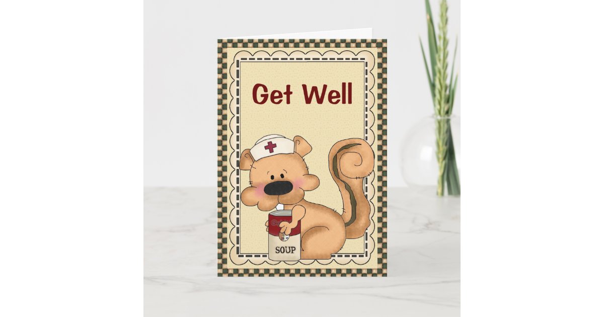 Cute Cartoon Squirrel Get Well Card | Zazzle