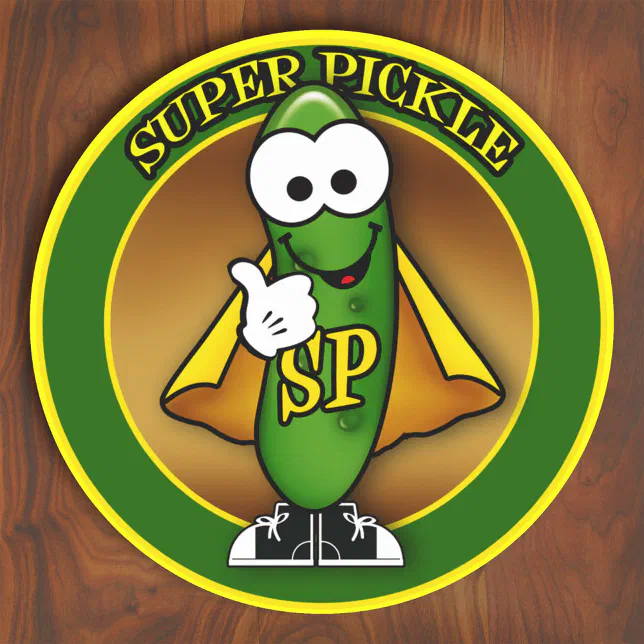 Cute Cartoon Super Pickle Classic Round Sticker | Zazzle