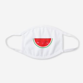 cute cartoon sweet summer fruit watermelon white cotton face mask | Zazzle