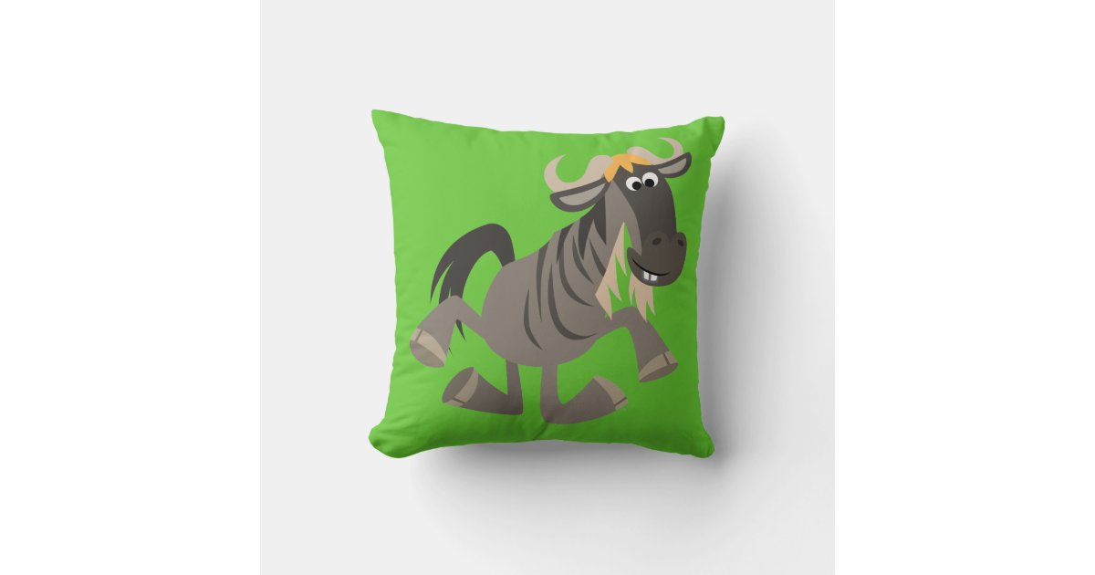 Cute Cartoon Tap Dancing Wildebeest Pillow | Zazzle