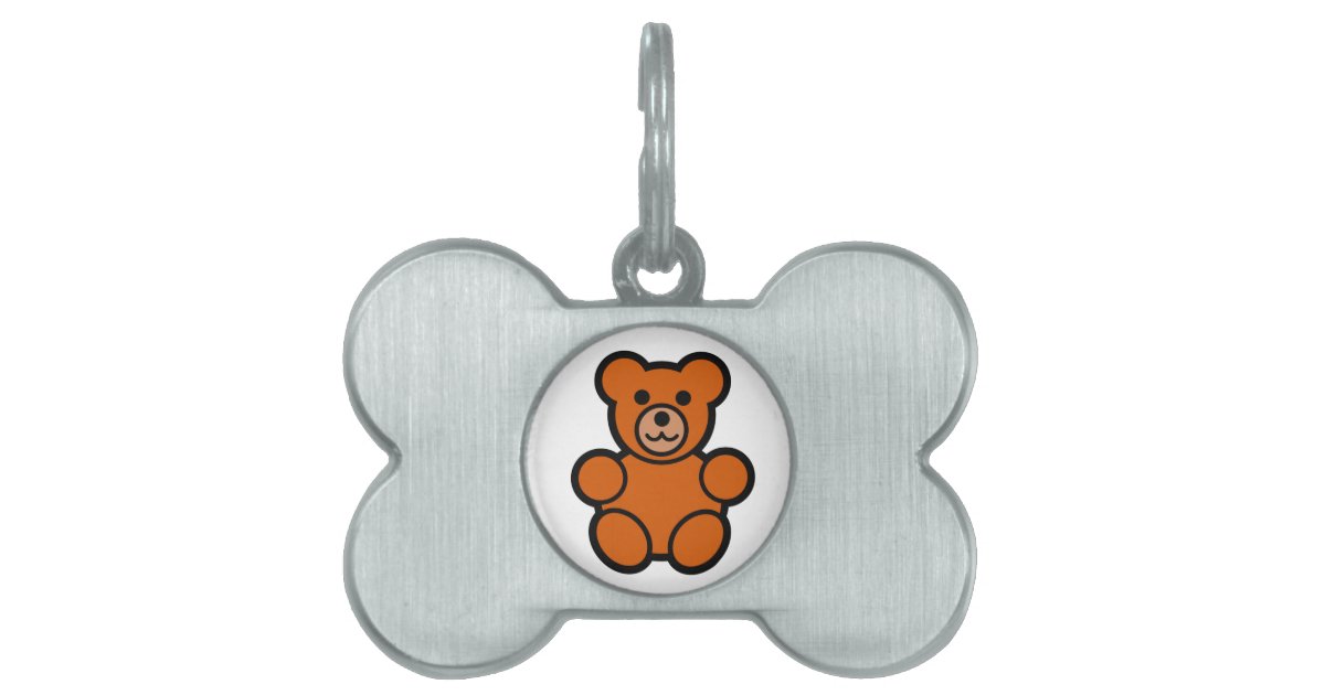 Cute Cartoon Teddy Bear Pet Name Tag | Zazzle