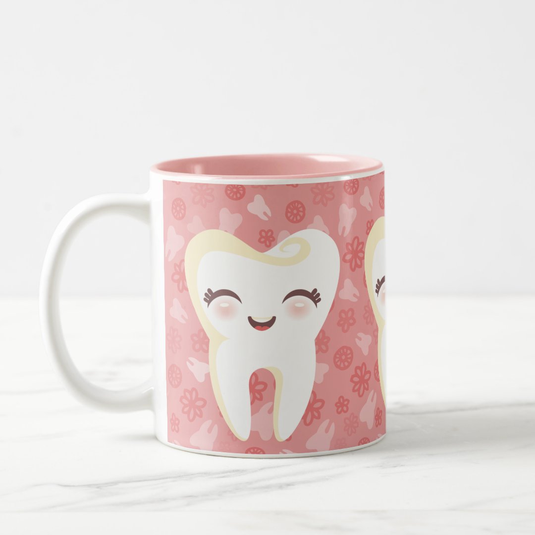 Cute Cartoon Teeth - Pink Gift Mug | Zazzle