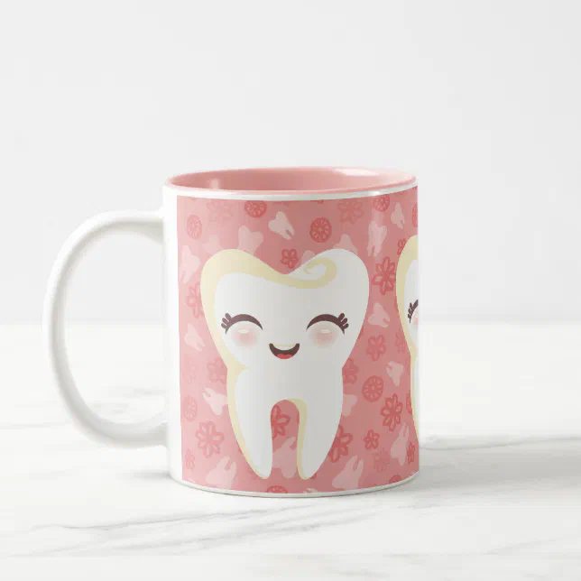 Cute Cartoon Teeth - Pink Gift Mug | Zazzle