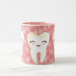 Cute Cartoon Teeth - Pink Gift Mug | Zazzle