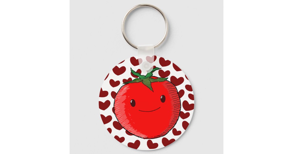 Cute Cartoon Tomato Lover Keychain | Zazzle